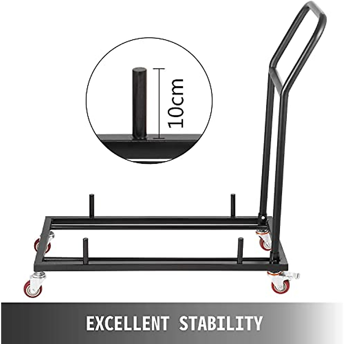 VEVOR Folding Chair Dolly, 39.4"L x 20"W x 43.7"H L-Shaped Steel Foldable Storage Cart, 2 Swivel Casters with Brakes & 2 Fixed Straight Casters, for Commercial Home Kitchen Folding Chairs Transport