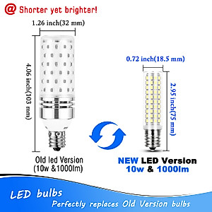 Heifymi E17 LED Light Bulb 10 Watt Equivalent 100W 6000K Daylight White 1000lm 120V E17 Intermediate Base LED Bulb for Desk Lamp,Ceiling Fan Lights, Headboard Reading Lights, Non-Dimmable, 3 Pack