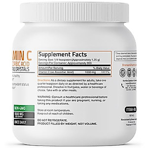 Vitamin C Powder Pure Ascorbic Acid Soluble Fine Non GMO Crystals – Promotes Healthy Immune System and Cell Protection – Powerful Antioxidant - 1 Kilogram (2.2 Lbs)