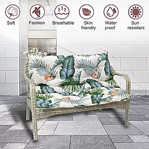 GPPSUNGD Swing Replacement Cushions with Backrest Outdoor Waterproof Overstuffed Bench Cushion 2-3 Seater for Garden Patio Furniture (60 X 40 Inch, Dark Gray)
