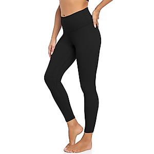 Colorfulkoala Women's Buttery Soft High Waisted Yoga Pants 7/8 Length Leggings (S, Black)