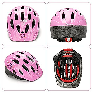 KAMUGO Kids Bike Helmets, Toddle Helmet for Ages 2-7 Boys Girls, Adjustable Multi-Sport Skating Scooter Bicycle Helmet with Cartoon Designs