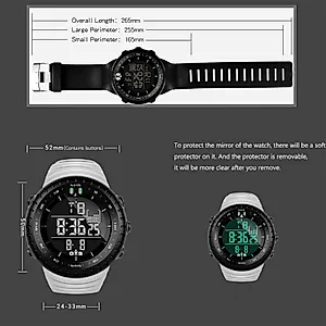 PALADA Men's Digital Sports Watch Waterproof Tactical Watch with LED Backlight Watches for Men (Grey White)