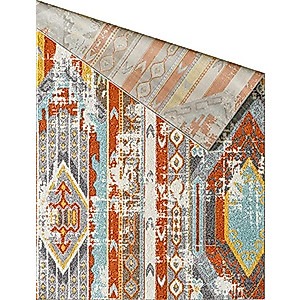 L'Baiet Ava Multicolor Orange Yellow Turquoise Boho Tribal Southwestern Indoor 8' x 10' Area Rug