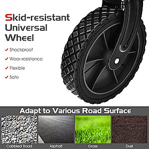 S AFSTAR Folding Wagon Cart, Collapsible Garden Wagon w/Adjustable Handle & Universal Wheels, Heavy Duty Folding Utility Cart for Agricultural Material Toy Grocery, Load Capacity up to 180Lbs (Black)