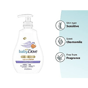 Baby Dove Sensitive Skin Care Baby Lotion For a Soothing Scented Lotion Calming Moisture Hypoallergenic and Dermatologist-Tested 13 oz