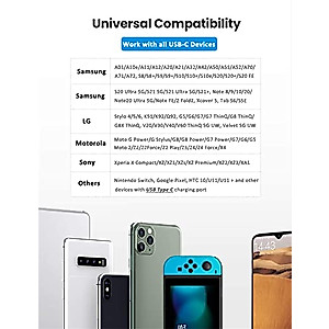 USB Type C Cable 6FT 2Pack Fast Charging Cable USB C Charger Phone Cord for Samsung Galaxy A01 A02s A03s A10e A11 A12 A13 A14 A20 A21 A32 A42 A52 A53 A50 A51 S21 S22, Moto G7/G6, LG K51 Stylo 6 5 4