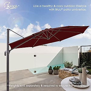 wikiwiki S Series Cantilever Patio Umbrellas 10 FT Outdoor Offset Umbrella/Fade & UV Resistant Solution-dyed Fabric, 5 Level 360 Rotation Aluminum Pole for Deck Pool Backyard Garden, Burgundy