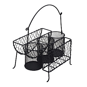Gourmet Basics by Mikasa Farmer's Market Picnic Hostess Storage Flatware Caddy, 14-Inch, Black
