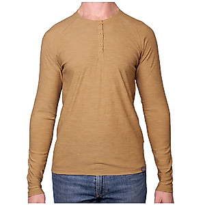 MERIWOOL Men's Base Layer Long Sleeve Henley - Lightweight Merino Wool Thermal Sand
