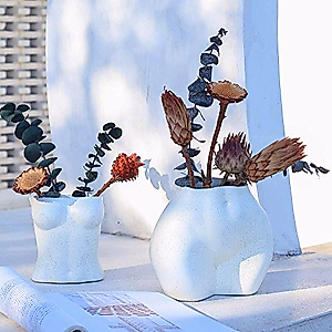 FROZZUR Body Plant Pot Butt Vase, Female Body Flower Pots with Drainage Holes, Resin Flower Planter Modern, Modern Design Boho Form Pieces, Artificial Faux Potted Flower for Home Decor Indoor Outdoor