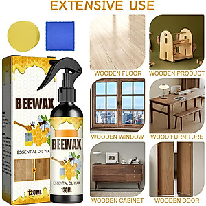 Natural Beeswax Spray,Beeswax Spray Cleaner,The Original Beeswax Spray Furniture Polish And,Beeswax Polish Spray Used to care for living rooms,kitchens,wood furniture floors (2PCS)