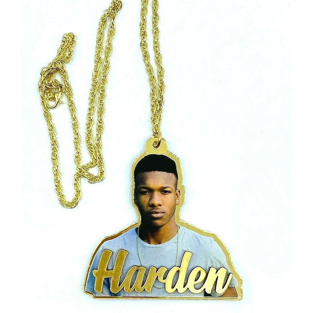 MIRROR MANIA All New Your Own Picture Photo UV Printed on Premium Acrylic Nameplate Necklace Chain Personalized Free Laser Cut Any Name Custom With Silver or Gold Choice Chain- WOW!