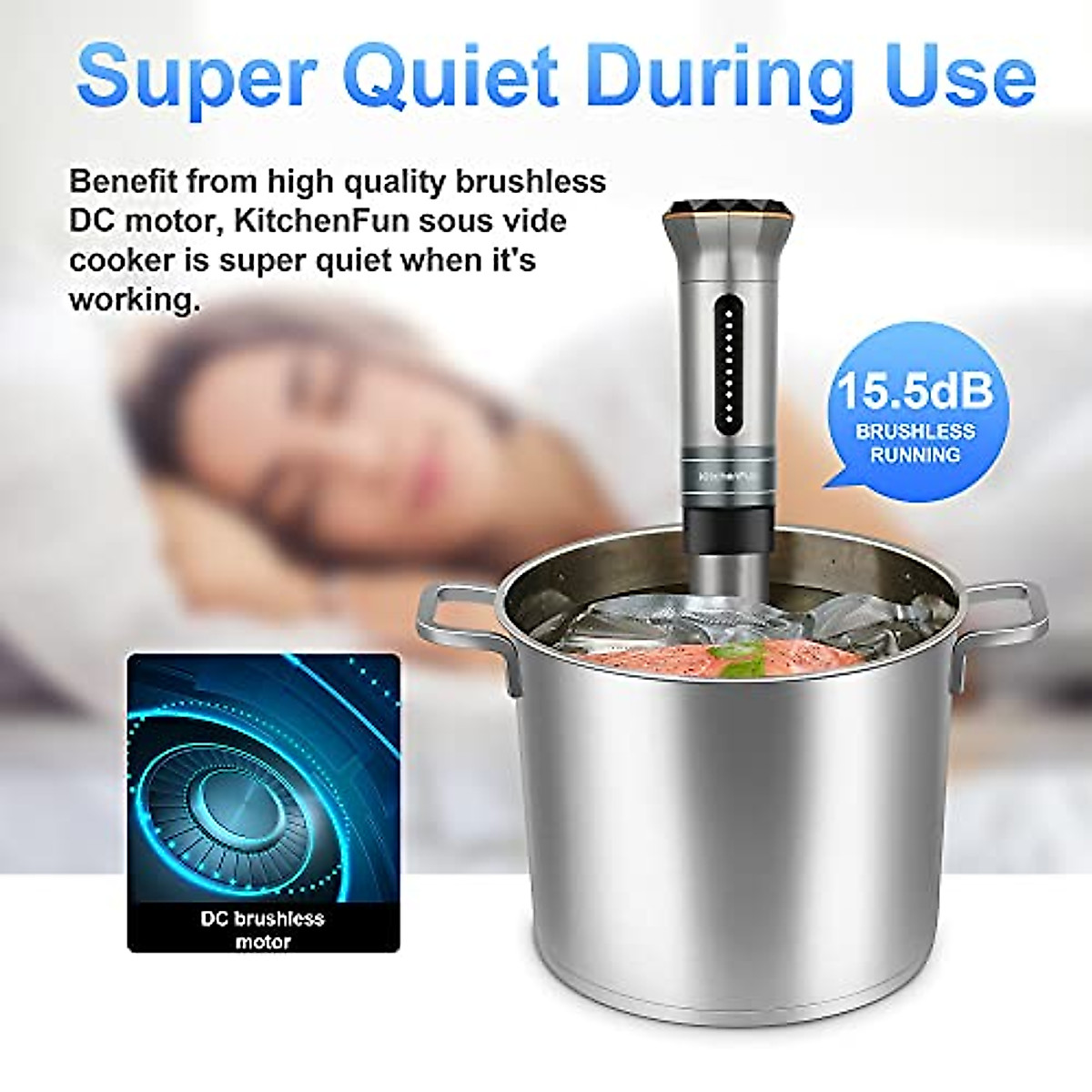 Sous Vide Cooker Immersion Circulators: 1100W Fast-Heating| IPX7 Waterproof| Thermal Immersion Circulator| Accurate Temperature and Timer| Sous Vide Machines with Digital Touch Screen by KitchenFun