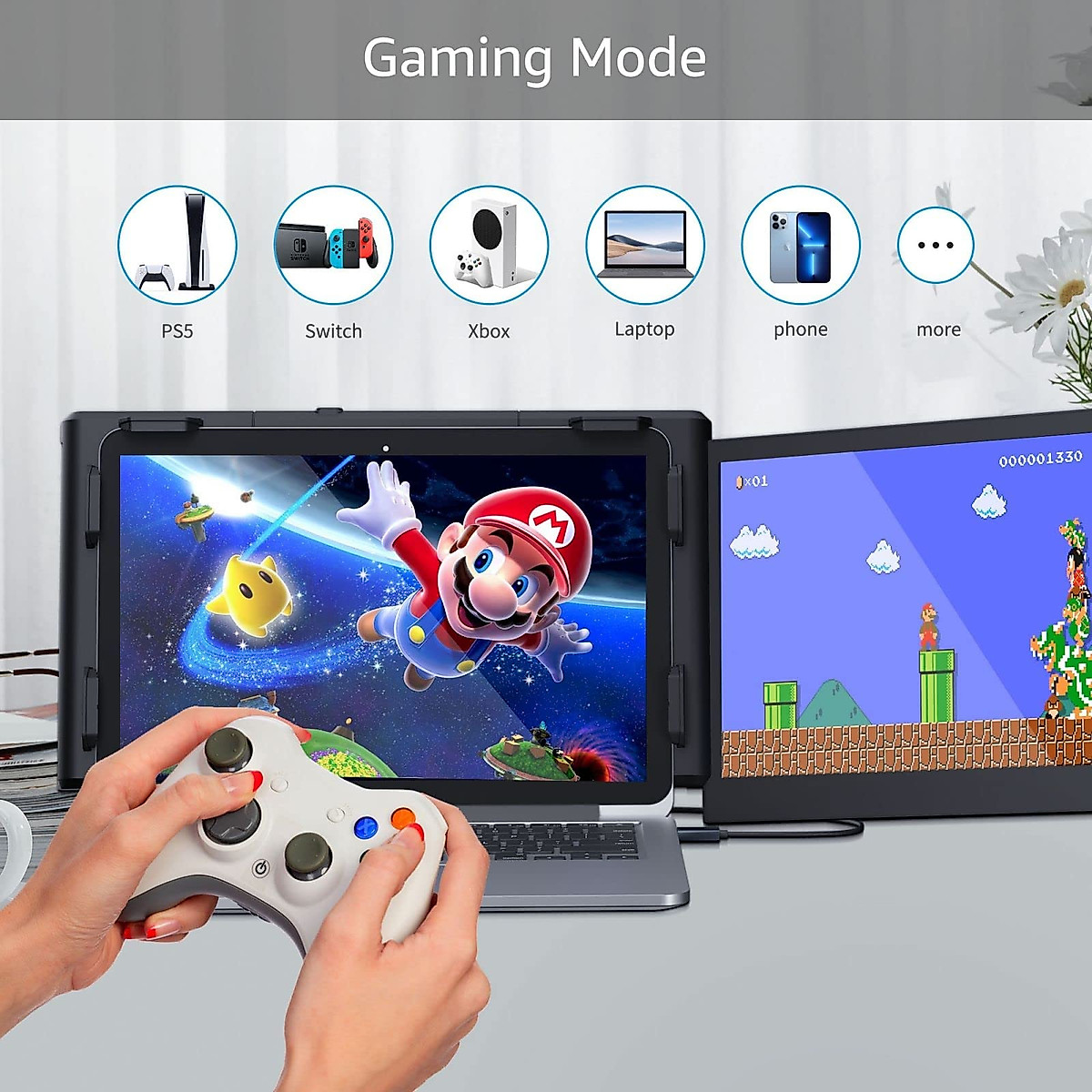 CIDETTY P1 Plus 13.3" Portable Monitor for Laptop, 2021 New Full HD IPS 1080P Display Laptop Screen Extender, Dual Laptop Monitor Screen for 13.3"-16.5" Laptops/PS5/Switch (Dual Monitor)