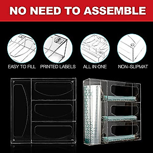 Ziplock Bag Storage Organizer Holders Acrylic Food Plastic Baggie Dispenser Applicable Kitchen Drawer and Pantry Compatible With Ziploc,Sandwich, Glad,Gallon,Snack,Quart Size Bag