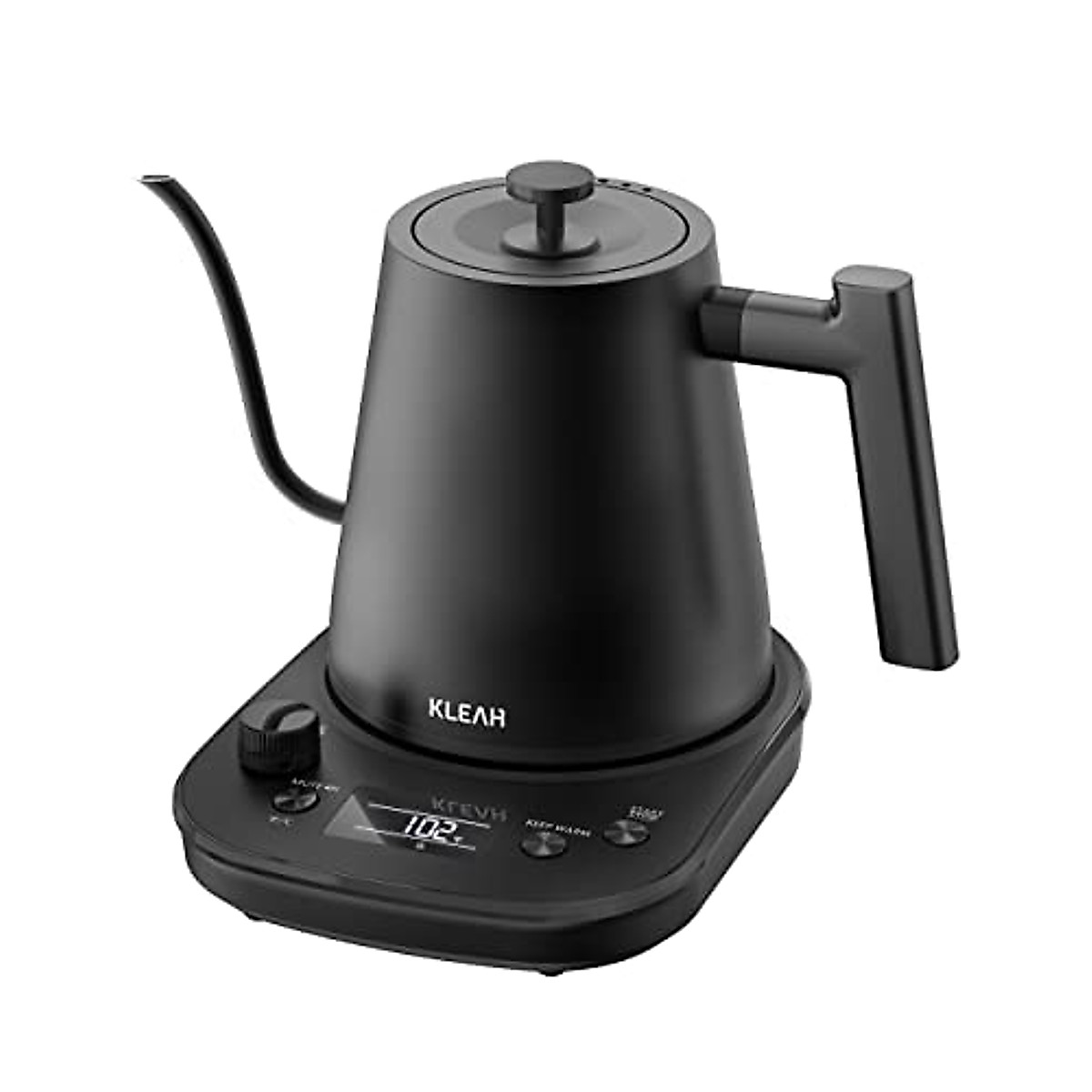 KLEAH Gooseneck Electric Kettle for Coffee Tea Brewing, 0.8L Pour Over Kettle, Keep Warm for 2H Stainless Steel Kettle Auto Shutoff Boil-Dry Protection Digital Display Black for Gift