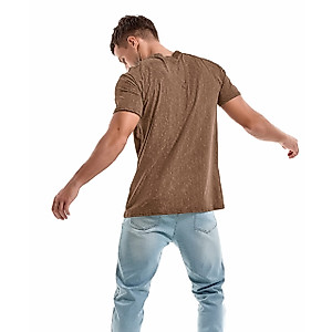 KLIEGOU Men's T-Shirts - Elasticity Cotton Crew Neck Tees 2166 Khaki XXXL