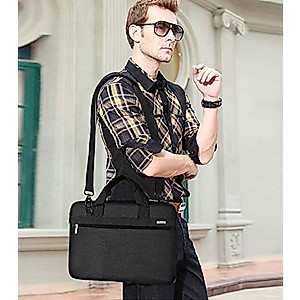 Voova Laptop Sleeve Case Bag Compatible with Macbook Air/Pro 13.3 M2, MacBook Pro 14 M1, 13.5 Surface Laptop 4/3, 13-14 Inch Dell XPS Hp Acer Asus Chromebook Computer Carry Briefcase with Strap,Black