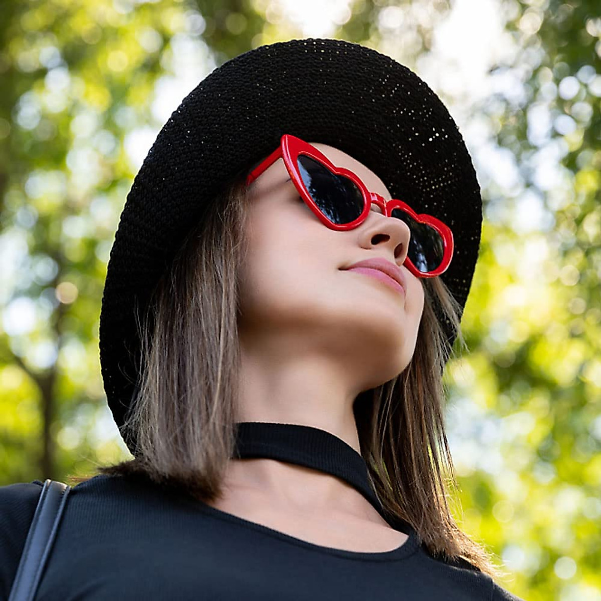 YooThink Heart Shaped Sunglasses for Women,Vintage Cat Eye Mod Style Retro Kurt Cobain Glasses (Red)