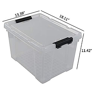 Pekky 34 Quart Clear Storage Bins with Lid, Latching Box Totes (4 Packs)