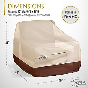 Signature Living Set of 2 Outdoor Waterproof Patio Chair Covers, Durable 600D UV-Coated Polyester Outdoor Chair Covers for All-Weather Protection (Tan, Large 40 Inch)