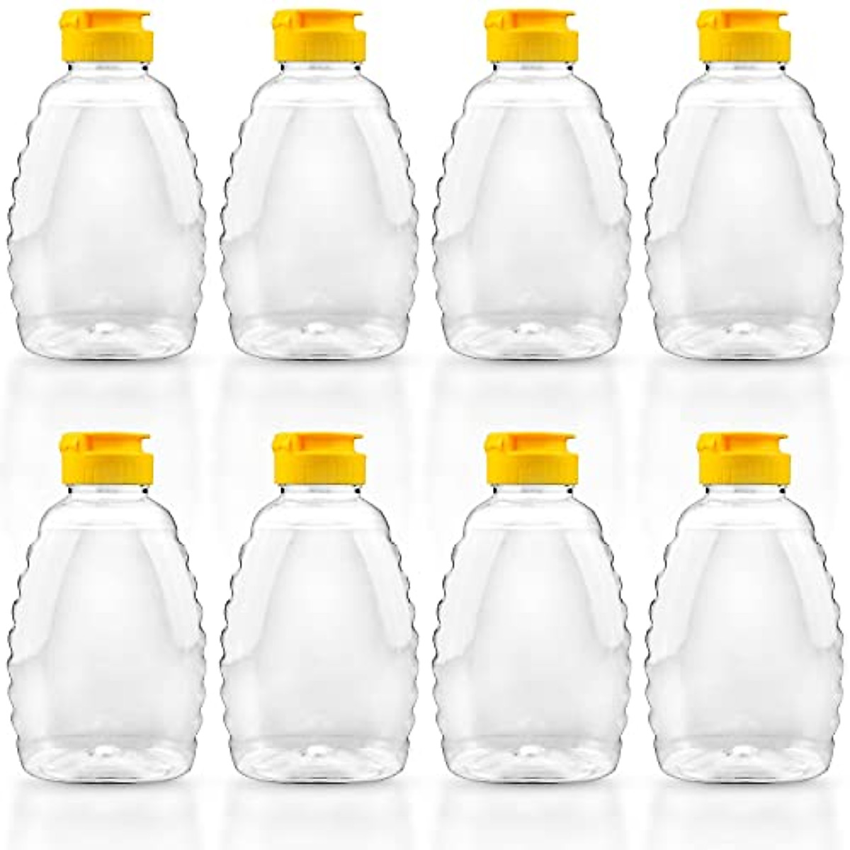 Fireboomoon 8 Pack 16oz Clear Plastic Honey Jar,Empty Squeeze Honey Bottle Container Holder with Flip Lid for Storing and Dispensing