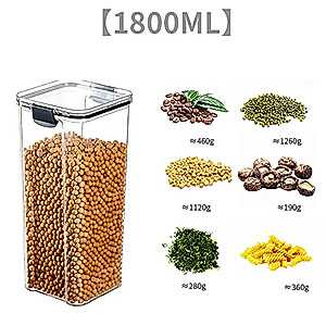Iuhan Storage Jar,Food Storage Containers,Home Kitchen Pantry Organization,Square Transparent Buckle Dry Storage Jar for Miscellaneous Grains Barley Noodle Nut Candy Dry