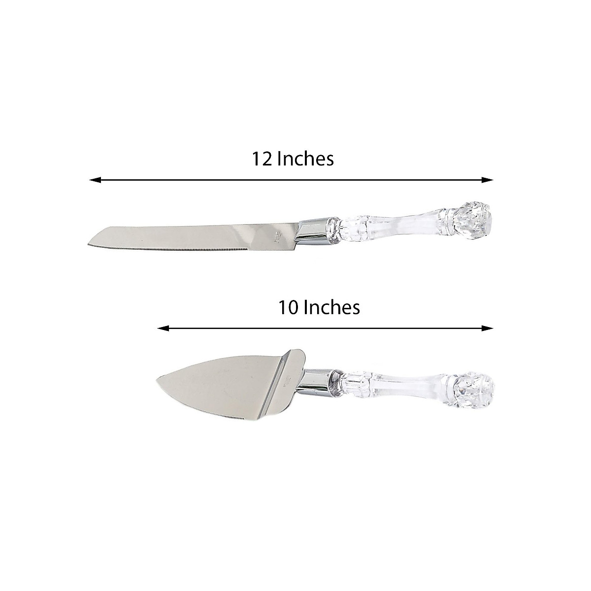 Efavormart Stainless Steel Knife & Server Set with Clear Acrylic Handle - Box for Wedding, Birthday, Upscale Occasions, Special Events, Hotels, Restaurants