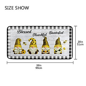 ZOEO Gnomes Kitchen Rugs Farmhousee Spring Bee Bedroom Mat Memory Foam Decorative Shower Runner Absorbent Non Slip for Home Hotel Door Soft Washable 39 x 20 Inch