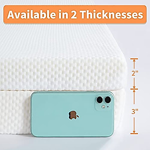 HOMBYS Memory Foam Lash Bed Topper with Removable Cover, Massage Table Mattress Topper with Elastic Bands, Non-Slip Lash Bed Cushion Only (Bed Not Included)