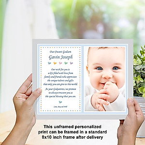 Poetry Gifts Godson Birthday or Baptism Custom Print from Godparents, 8x10 Inch Personalized with Names and Photo