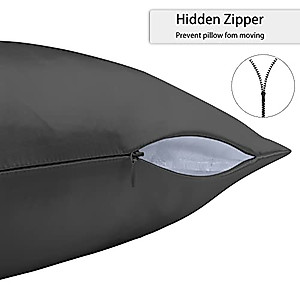 Texbee Silk Pillowcase for Hair and Skin 1PC Both Sides Natural Silk Pillow Cases with Hidden Zipper Soft Breathable Smooth Standard Size(20"x26",Space Grey)