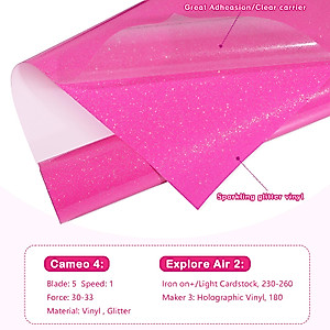 WRAPXPERT Pink Glitter HTV Heat Transfer Vinyl Roll,Pink Glitter HTV Vinyls,10" x5ft Sparkle Iron on Vinyl Rolls for Heat Vinyl Design,Shrits,Easy to Cut & Transfer