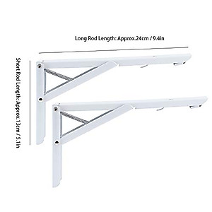 2PCS Triangular Folding Brackets - Heavy Duty Stainless Steel Shelf and Collapsible Table Support, Wall Bracket for Foldable Table, Metal Wall Shelf Bracket