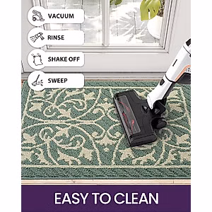 DEXI Front Door Mat Entryway, Inside Entrance Doormat, Non Slip Washable Entry Mats, 23.5x35.5,Dark Sea Green