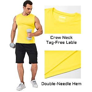 MAGCOMSEN Workout Tank Tops for Men Dry Fit Sleeveless Shirts Muscle Boxing Dry Fit Tank Tops Fitness Active Summer Tank Tops Yellow XL