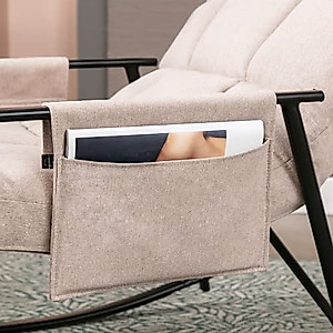 Mjkone Rocking Chair, Adjustable Rocking Chair Nursery, Stylish Rocking Armchair Lounge Sofa Chair, Lie or Sleep Modern Lazy Chair Glider Chair for Nursery Lounge Chair for Living Room/Bedroom, Beige