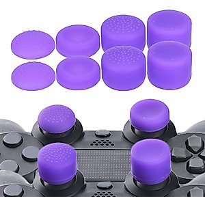 Ambertown Pack of 8 pcs Analog Controller Gamepad Raised Antislip Thumb Stick Grips Thumbsticks Joystick Cap Cover for PS5, PS4, PS3, Switch Pro, Xbox one, Xbox 360, PS2 Controller (Purple)