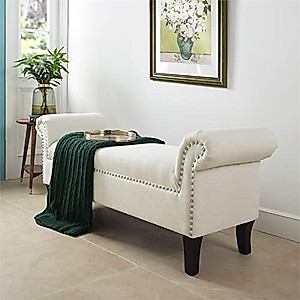 Jennifer Taylor Home Kathy Roll Arm Entryway Accent Bench, Bright White Polyester