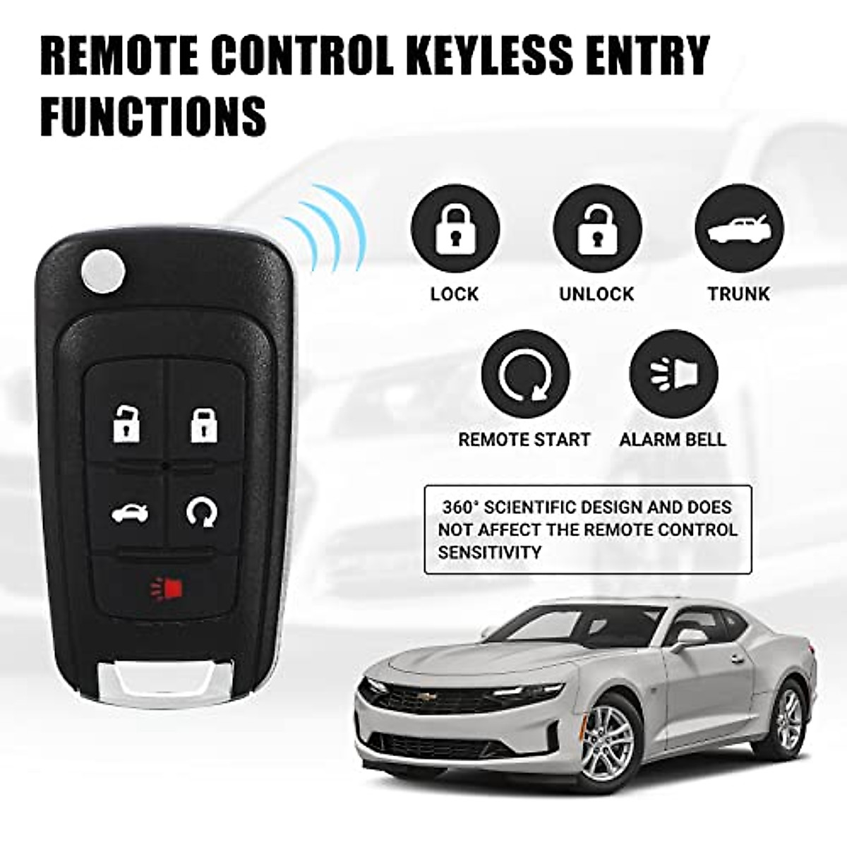 Pilida Keyless Entry Remote Control Compatible with Chevrolet Equinox Sonic OHT01060512 Flip Replacement OEM Car Key Fob 5 Button 2 Pcs