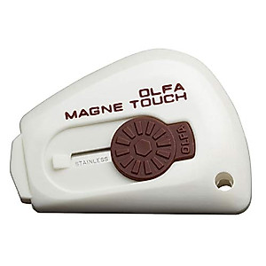OLFA Magnetic Touch Knives (TK-3M/2P) - Multi-Purpose Disposable Mini Pocket Sized Utility Knife Box Cutter w/ Retractable Stainless Steel Blade & Keychain Hole (2 Pack)