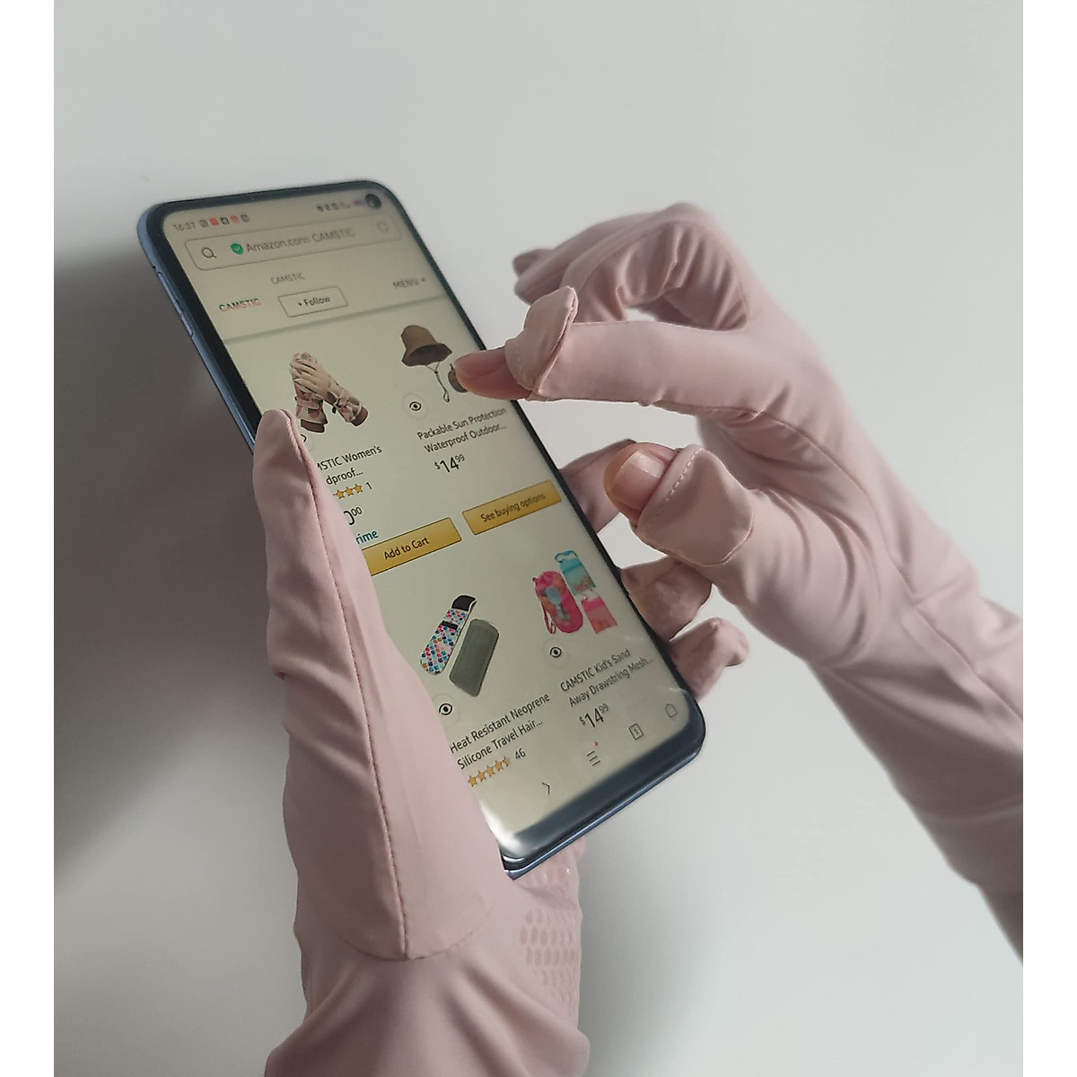 CAMSTIC Women's UPF 50+ Sun UV Protection Touchscreen Long Driving Gloves, Pink