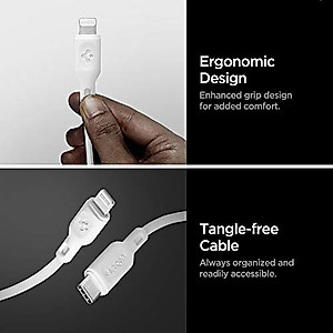 Spigen DuraSync USB C to Lightning Cable [3ft MFi Certified] [Supports Power Delivery] Works with iPhone XR, XS, XS Max, X, 8, 8 Plus and iPad with Lightning Charger Port (White)