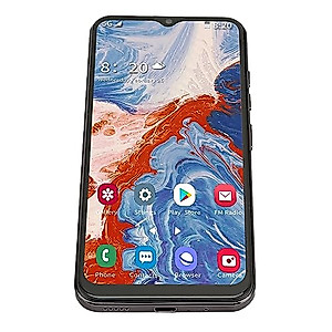 5G Mobile Phone, Black Unlocked Smartphone 100‑240V Front 8MP Rear 16MP 6GB RAM 256GB ROM 6.5in HD Screen for Texting (US Plug)