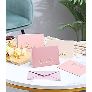 Heavy Duty Thank You Cards with Envelopes - 36 PK - Gold Thank You Notes 4x6 Inches Baby Shower Thank You Cards Wedding Thank You Cards Small Business Graduation Funeral Bridal Shower (Dusty Pink)