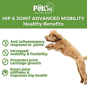 Pet Chef Advanced Dog Hip & Joint Supplement Treat - Glucosamine, Chondroitin & Turmeric MSM Breeds-Reduce Pain, Inflammation & Arthritis. Super Dog Hip & Joint Treat. Renews All Dogs.