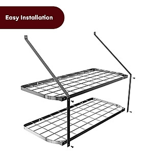 Vdomus Hanging Pot and Pan Rack - Wall Mounted Hanging Pot Rack for Kitchen Storage and Organization - Silver 2-Tier Wall Shelf for Pots and Pans Storage