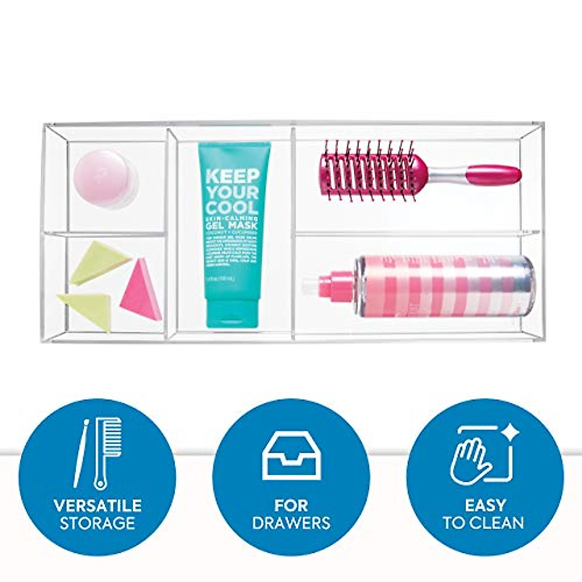 iDesign Clarity Wall Mount Nail Polish Storage Rack with 3 Shelves for Bathroom, Closet, Bedroom, Set of 1, Vanity Tray,42400