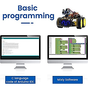 KEYESTUDIO Smart Car Robot,4WD Programmable DIY Starter Kit for Arduino for Uno R3,Electronics Programming Project/STEM Educational/Science Coding Robot for Teens Adults,15+